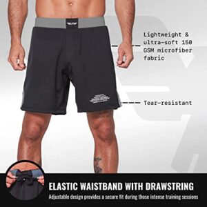 Elite Sports NEW ITEM Black Jack Series Fight Shorts,Gray,Medium