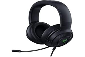 razer kraken v3 x wired gaming headset: 7.1 surround sound – triforce 40mm drivers – hyperclear bendable cardioid mic – chroma rgb lighting – for pc – classic black (renewed)