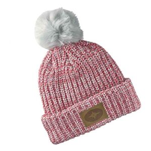 polaris snowmobile women’s knit pom beanie with leather patch pink