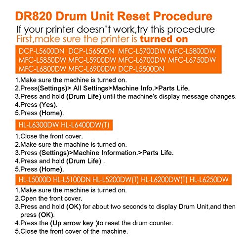 GALADA Compatible Drum Unit Replacement for Brother DR820 DR-820 for Brother HL-L6200DW HL-L6200DWT MFC-L5850DW MFC-L5900DW HL-L5200DW MFC-L5700DW MFC-L5800DW MFC-L6800DW Printer（Black,1 Pack）