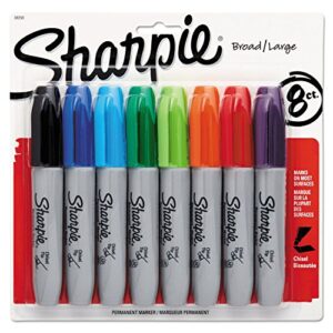 sharpie 38250pp permanent marker 5.3mm chisel tip assorted 8/set (san38250pp)