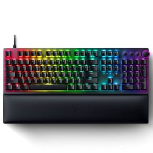 razer huntsman v2 optical gaming keyboard: fastest clicky optical switches w/quick keystrokes – doubleshot pbt keycaps – dedicated media keys & dial – ergonomic (renewed), black