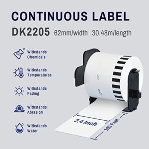 DK2205 SAILNER Compatible Label Replacement for Brother DK-2205 (2.4" X 100 Ft.) Continuous Paper Tape, Use with Brother QL Label Printers - 10 Rolls + 10 Frames 2-3/7" x 100' DK-2205