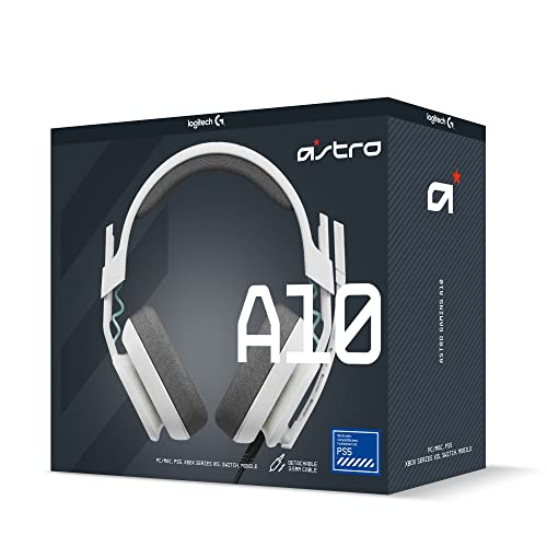 Astro A10 Gaming Headset Gen 2 Wired Headset - Over-Ear Gaming Headphones with flip-to-Mute Microphone, 32 mm Drivers, for Playstation 5/ 4, Nintendo Switch, PC, Mac - White