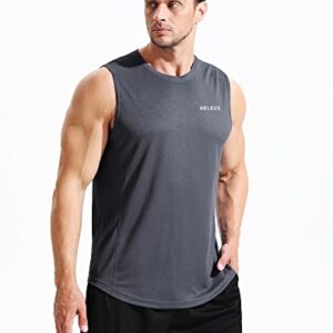 NELEUS Men's 3 Pack Muscle Workout Tank Top for Gym Running,5042,Black,Grey,Olive Green,L,EU XL