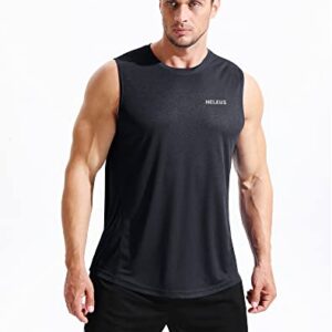 NELEUS Men's 3 Pack Muscle Workout Tank Top for Gym Running,5042,Black,Grey,Olive Green,L,EU XL