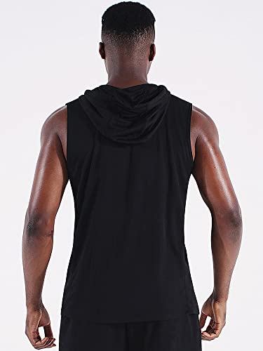 NELEUS Men's Workout Tank Tops Sleeveless Running Shirts with Hoodie,5098,3 Pack,Black/Black/Black,2XL