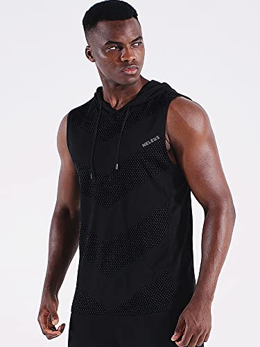 NELEUS Men's Workout Tank Tops Sleeveless Running Shirts with Hoodie,5098,3 Pack,Black/Black/Black,2XL