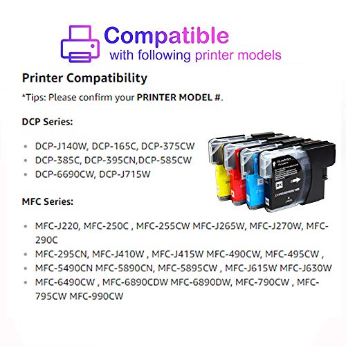 Tuobo Ink Cartridge Replacement for Brother lc61 Ink cartridges LC65 LC-65 LC-61 LC61 Ink Cartridges use with DCP-165C DCP-375CW MFC-J220 MFC-255CW MFC-J265W MFC-5490CN MFC-6490CW (3BK+3C+3M+3Y)