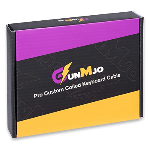 GunMjo Pro Custom Coiled USB C Cable for Gaming Keyboard, Double-Sleeved Mechanical Keyboard Cable with Detachable Metal Aviator, 1.5M USB-C to USB-A, Carbon Black Color