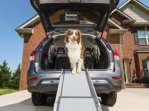 PetSafe Happy Ride Telescoping Dog Ramp for Cars, Trucks, & SUVs - Extends 39 to 72 Inches - Portable Pet Ramp for Large Dogs - Lightweight Aluminum Frame Weighs 13 lb, Supports up to 400 lb