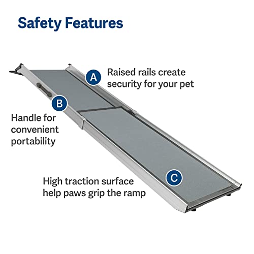 PetSafe Happy Ride Telescoping Dog Ramp for Cars, Trucks, & SUVs - Extends 39 to 72 Inches - Portable Pet Ramp for Large Dogs - Lightweight Aluminum Frame Weighs 13 lb, Supports up to 400 lb