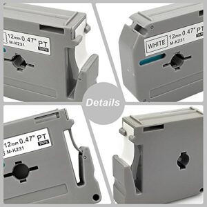 Label Orison 2PK Compatible with Brother M-231 MK231 P-Touch M Label Tape M231 M-k231 for PT-M95 PT-90 PT-70BM PT-65 PT-85,Black on White 1/2 Inch(0.47) x 26.2 Feet(12mm x 8m)