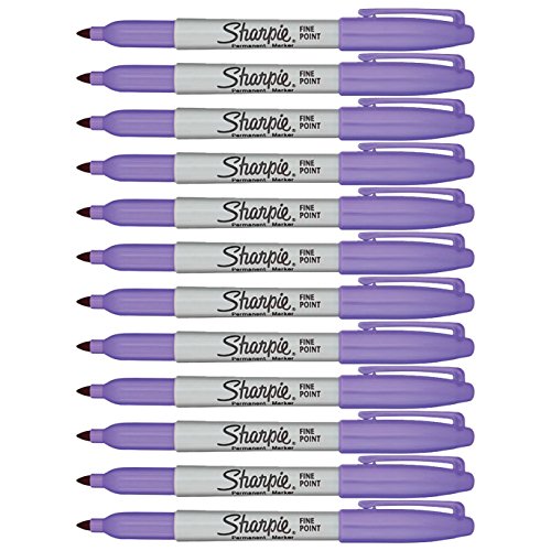 Sharpie Permanent Markers, Fine Point, Light Purple Ink, Pack of 12