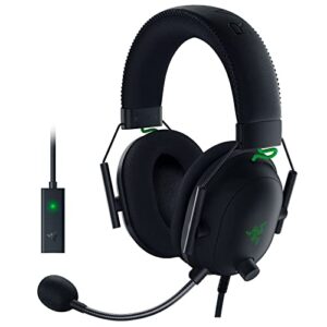 razer blackshark v2 gaming headset: thx 7.1 spatial surround sound – 50mm drivers – detachable mic – for pc, ps4, nintendo switch – 3.5 mm headphone jack & usb dac – classic black (renewed)