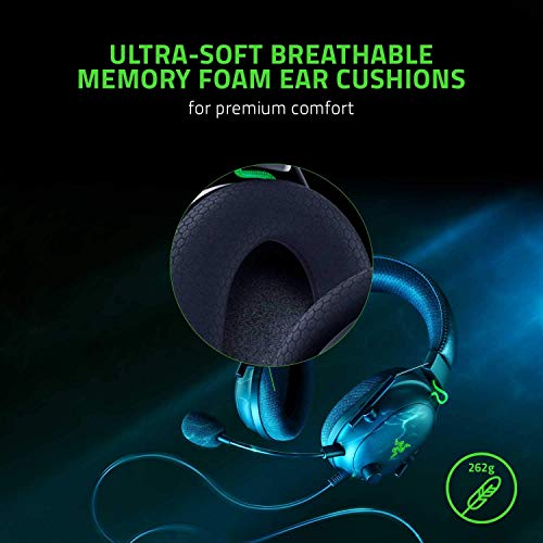 Razer BlackShark V2 Gaming Headset: THX 7.1 Spatial Surround Sound - 50mm Drivers - Detachable Mic - for PC, PS4, Nintendo Switch - 3.5 mm Headphone Jack & USB DAC - Classic Black (Renewed)