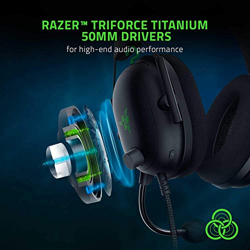 Razer BlackShark V2 Gaming Headset: THX 7.1 Spatial Surround Sound - 50mm Drivers - Detachable Mic - for PC, PS4, Nintendo Switch - 3.5 mm Headphone Jack & USB DAC - Classic Black (Renewed)