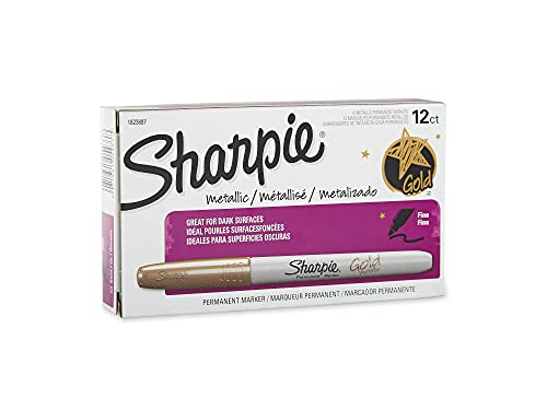 SHARPIE 1823887 Metallic Permanent Markers Gold Dozen