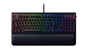 razer blackwidow elite mechanical gaming keyboard: yellow mechanical switches – linear & silent – chroma rgb lighting – magnetic wrist rest – dedicated media keys & dial – usb passthrough