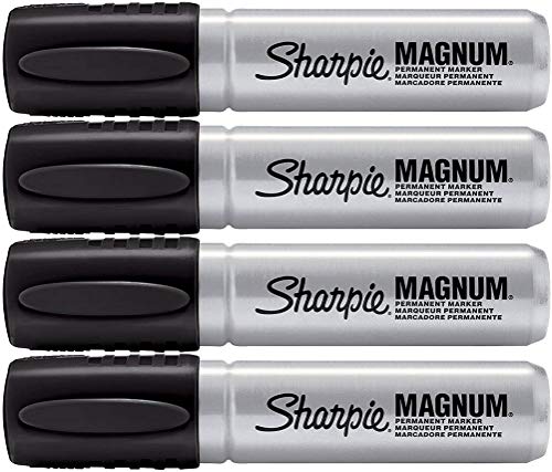 Sharpie Pro Magnum Professional Permanent Marker, Oversized Chisel Tip, Black Ink, Pack of 4