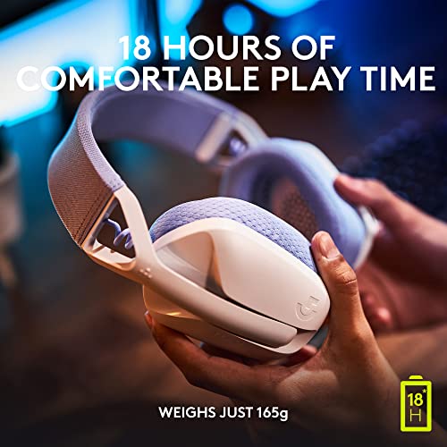 Logitech G435 LIGHTSPEED and Bluetooth Wireless Gaming Headset - Lightweight over-ear headphones, built-in mics, 18h battery, compatible with Dolby Atmos, PC, PS4, PS5, Nintendo Switch, Mobile - White