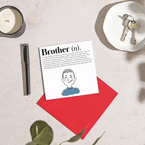 Huxters Brother Birthday Card - Square Happy Birthday Card for Brother - Best Friend‚ Premium Grade Paper Funny Card - Unique Artwork with Inspirational Quote - Includes Cute Envelope (Brother)