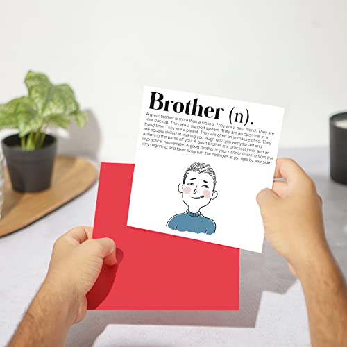 Huxters Brother Birthday Card - Square Happy Birthday Card for Brother - Best Friend‚ Premium Grade Paper Funny Card - Unique Artwork with Inspirational Quote - Includes Cute Envelope (Brother)