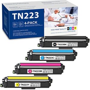 beryink compatible tn223bk tn223c tn223m tn223y toner replacement for brother mfc-l3770cdw l3710cw l3750cdw l3730cdw hl-3210cw 3230cdw 3270cdw 3230cdn 3290cdw printer (4-pack, 1bk+1c+1m+1y)