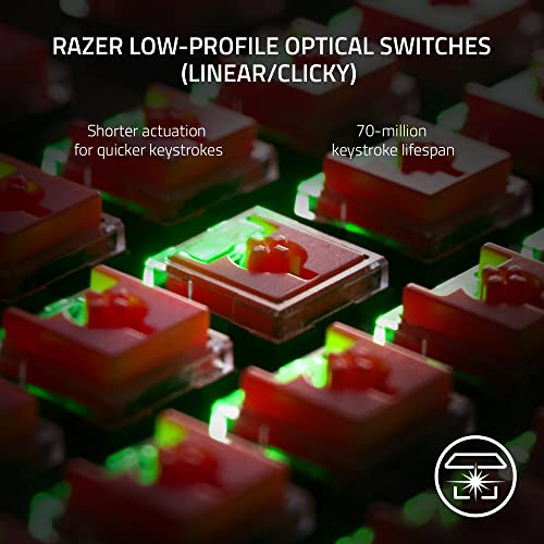 Razer DeathStalker V2 Gaming Keyboard: Low-Profile Optical Switches - Linear Red - Ultra-Durable Coated Keycaps - Durable Aluminum Top Plate - Multi-Function Roller and Media Button - Chroma RGB