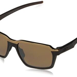 Oakley Men's OO4143 Parlay Rectangular Sunglasses, Matte Rootbeer/Prizm Tungsten Polarized, 58 mm