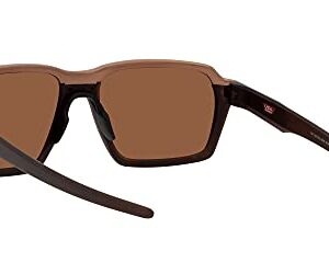 Oakley Men's OO4143 Parlay Rectangular Sunglasses, Matte Rootbeer/Prizm Tungsten Polarized, 58 mm