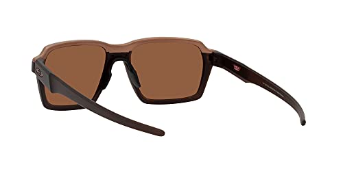 Oakley Men's OO4143 Parlay Rectangular Sunglasses, Matte Rootbeer/Prizm Tungsten Polarized, 58 mm