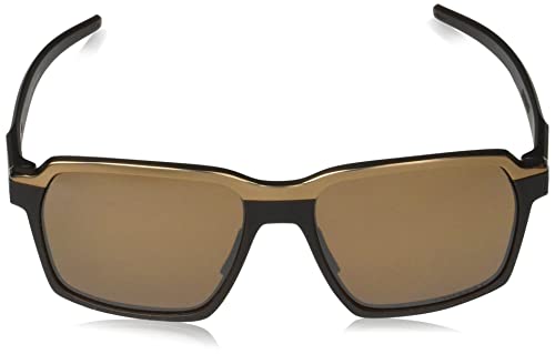 Oakley Men's OO4143 Parlay Rectangular Sunglasses, Matte Rootbeer/Prizm Tungsten Polarized, 58 mm