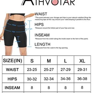 ATHVOTAR Biker Shorts for Women, 8” High Waisted Yoga Spandex Shorts (8" 3Black,S)