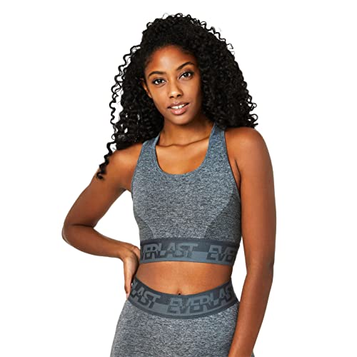 Everlast Womens Seamless Panelled Sports Bra Sweat Wicking New Charcoal M