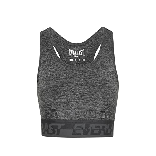 Everlast Womens Seamless Panelled Sports Bra Sweat Wicking New Charcoal M