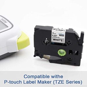 Unistar Compatible Label Tape Replacement for Brother P-Touch TZ Tape 6mm, TZE211 Tze-211 TZ211 Laminated Tape for Label Maker PT-D210, PT-D200, PT-D600, Black on White, 1/4 Inch x 26.2 Feet, 3-Pack