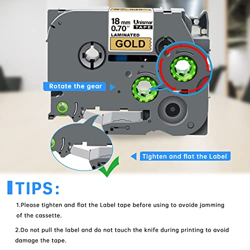 Unismar Compatible for Brother Ptouch TZe-841 TZ-841 TZe841 18mm 0.7 Laminated Tape Black on Gold for Brother PTD400AD PTD400VP PT-D600 PTD600VP PT-P700 PT-P900W Label Maker, 3/4 in x 26.2 ft, 2-Pack