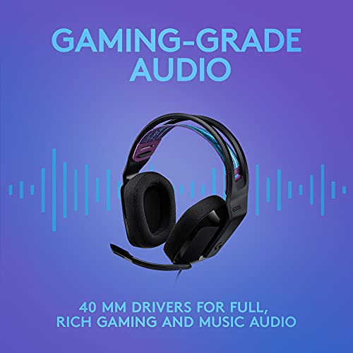 Logitech G335 Wired Gaming Headset, with Flip to Mute Microphone, 3.5mm Audio Jack, Memory Foam Earpads, Lightweight, Compatible with PC, PlayStation, Xbox, Nintendo Switch – Black