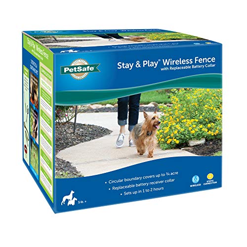 PetSafe Stay & Play Wireless Fence with Replaceable Battery Collar for Dogs, 5.7 LB