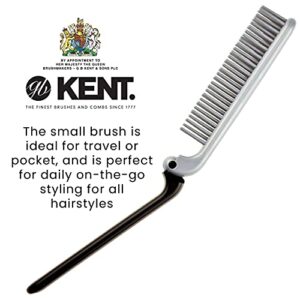 Kent KFM4 Anti Static Hair Brush Styling Brush Folding Brush Small Hair Brush for Men Daily Grooming using Mens Styling Products. Mini Hairbrush Anti Static for Hair Frizz Free Brush Made in England