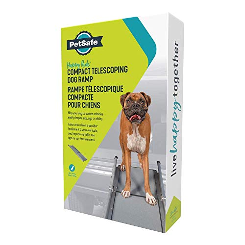 PetSafe Happy Ride Compact Telescoping Dog Ramp - Portable Lightweight Pet Ramp - Great for Cars, Trucks and 4X4s - Durable Aluminium Frame Supports up to 140 kg - High-Traction Surface Design