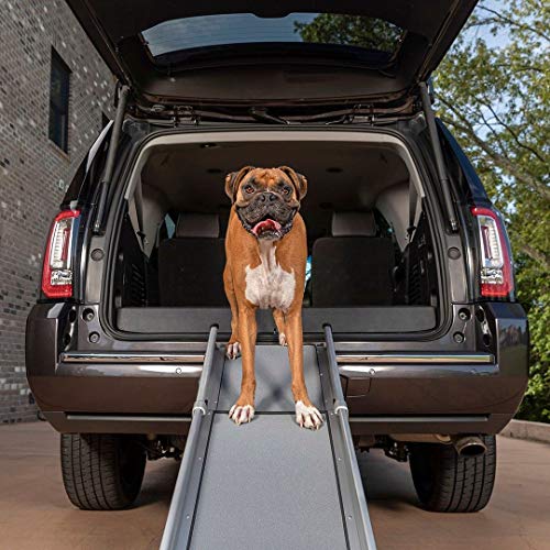 PetSafe Happy Ride Compact Telescoping Dog Ramp - Portable Lightweight Pet Ramp - Great for Cars, Trucks and 4X4s - Durable Aluminium Frame Supports up to 140 kg - High-Traction Surface Design