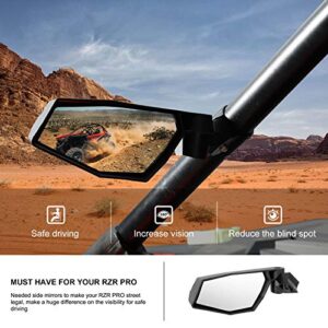 KIWI MASTER Side Mirrors Compatible for 2020-2023 Polaris RZR Pro XP, Pro R, Turbo R / 4 Accessories Adjustable Folding Rear View Racing Mirror 2883762