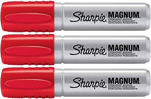 Sharpie Magnum Permanent Marker | Oversized Chisel Tip, Great for Poster Boards, Red, 1 Count 3 Pack