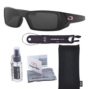 Oakley Gascan OO9014 Sunglasses Matte Black/USA Icon + BUNDLE Leash + BUNDLE with Designer iWear Complimentary Care Kit