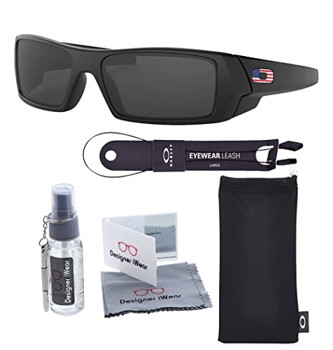 Oakley Gascan OO9014 Sunglasses Matte Black/USA Icon + BUNDLE Leash + BUNDLE with Designer iWear Complimentary Care Kit