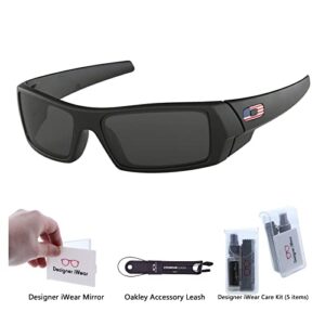 Oakley Gascan OO9014 Sunglasses Matte Black/USA Icon + BUNDLE Leash + BUNDLE with Designer iWear Complimentary Care Kit