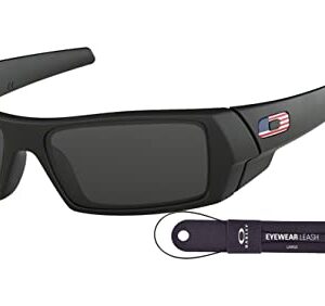 Oakley Gascan OO9014 Sunglasses Matte Black/USA Icon + BUNDLE Leash + BUNDLE with Designer iWear Complimentary Care Kit