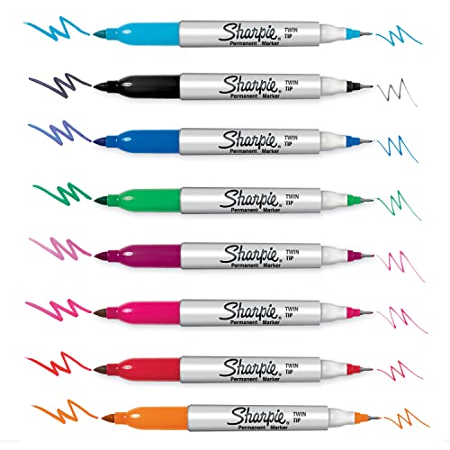 SHARPIE Twin Tip Permanent Markers | Fine & Ultra-Fine Points | Black | 2 Count